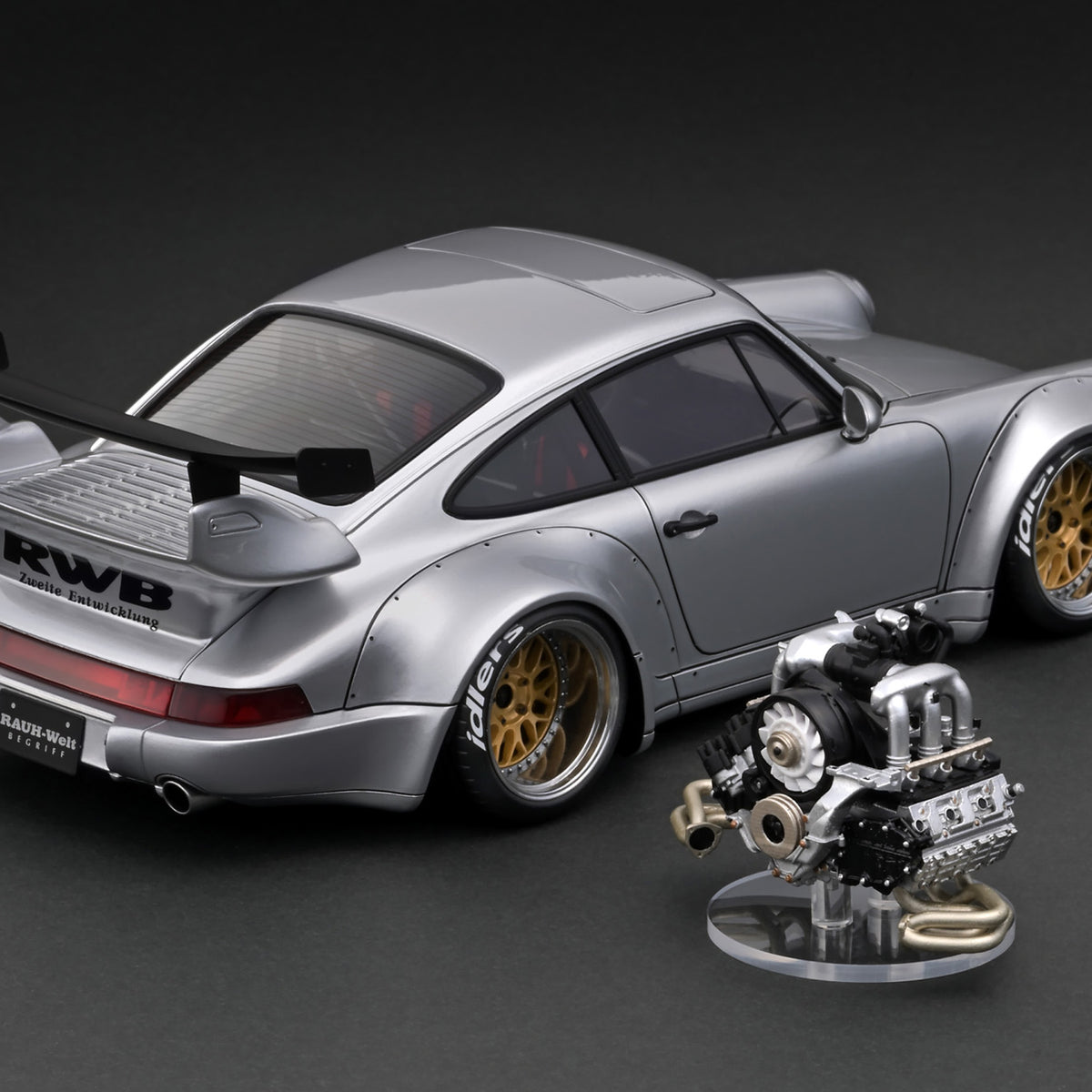 Ignition Model 1:18 Porsche 964 RWB in Silver with M64 Engine Display ...