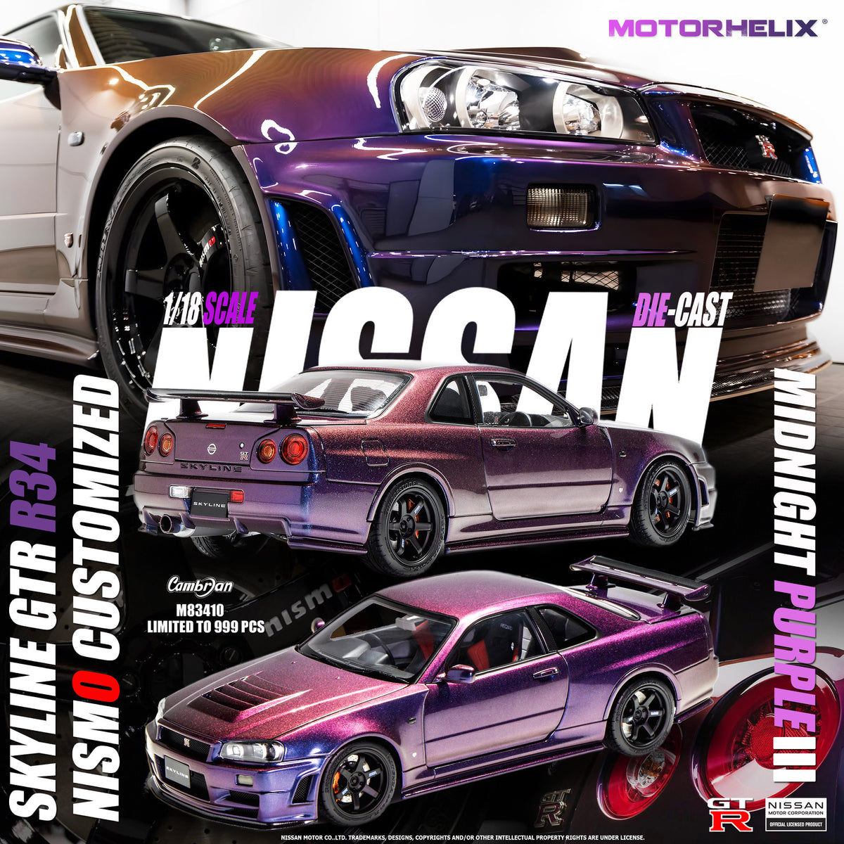 MotorHelix 1:18 Nissan Skyline GT-R (R34) NISMO Customized Version in ...