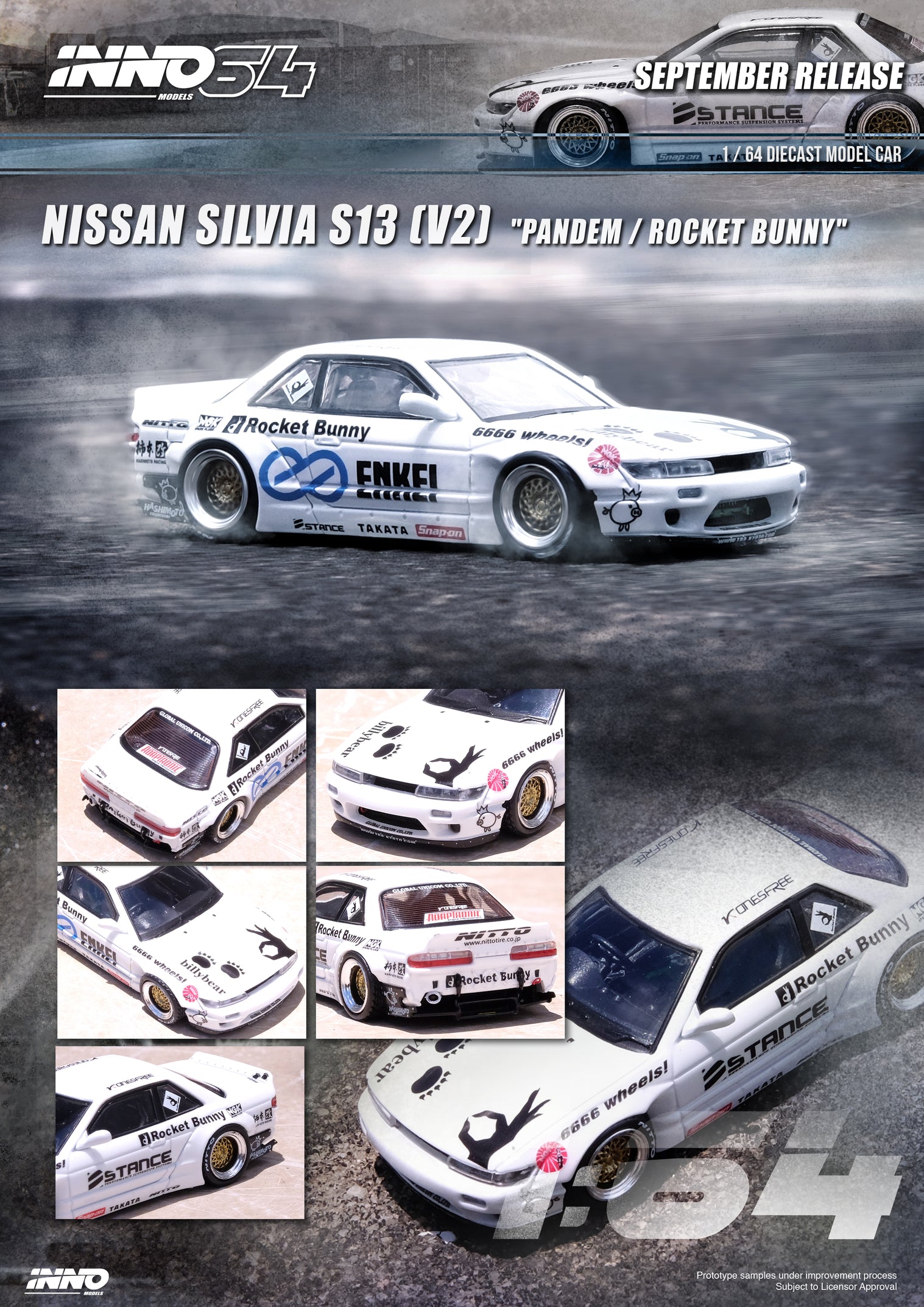 INNO64 1/64 Nissan Silvia (S13) V2 Rocket Bunny in White – Model Cars ...