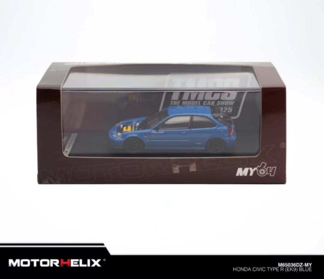 MotorHelix 1:64 Honda Civic Type-R (EK9) Spoon Sports in Blue TMCS Spe ...